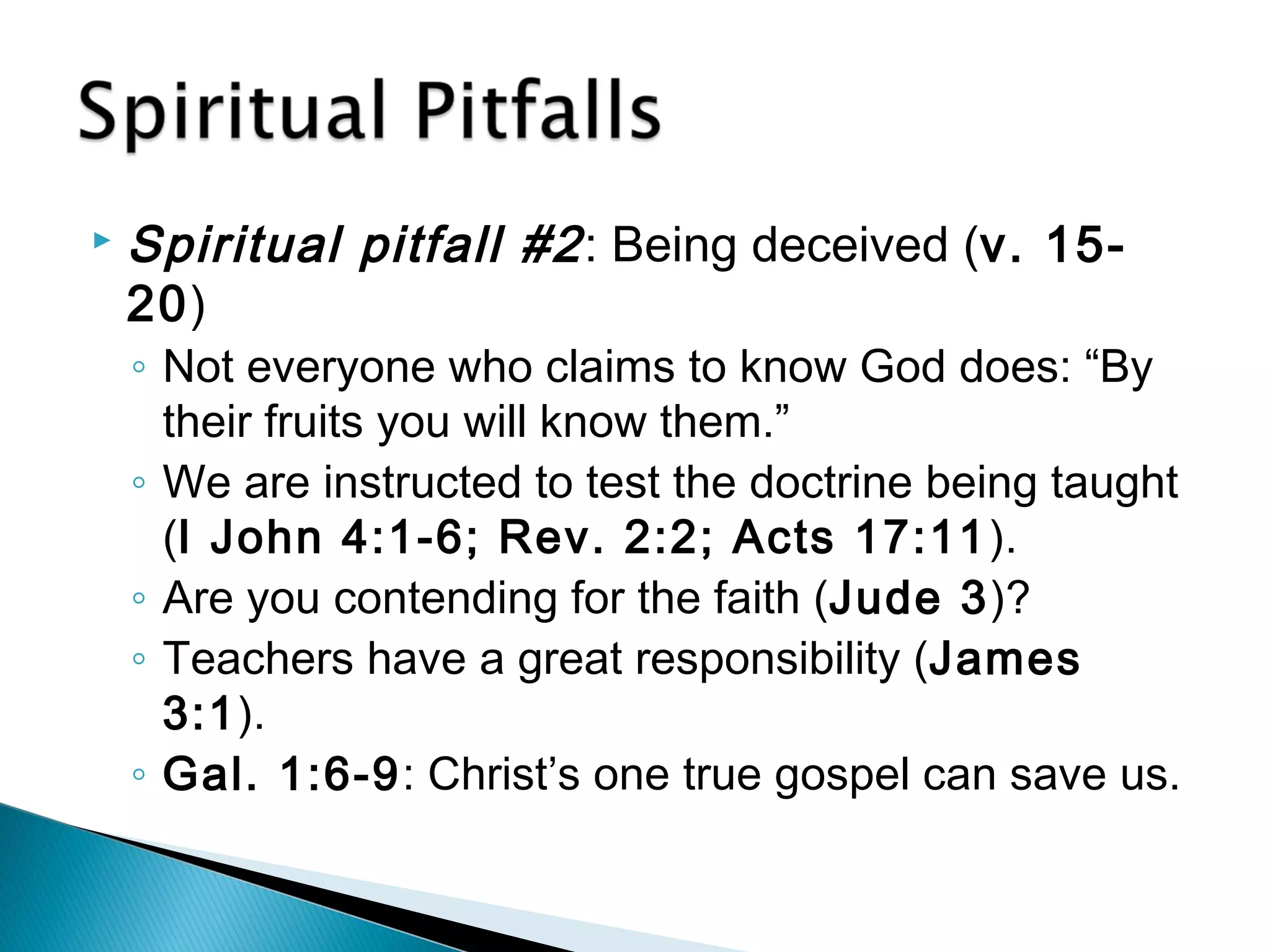 3 Spiritual Pitfalls | PPT