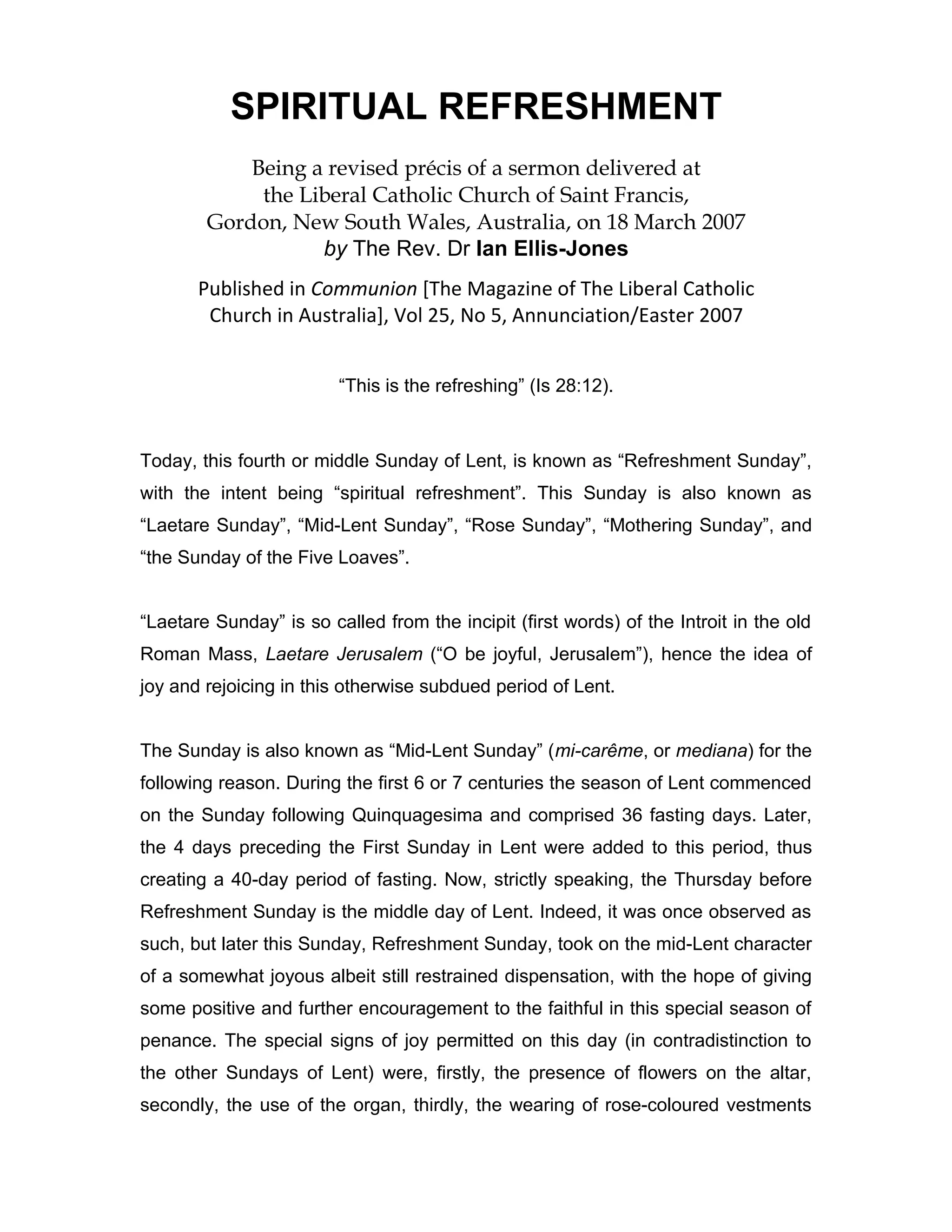 SPIRITUAL REFRESHMENT | DOC