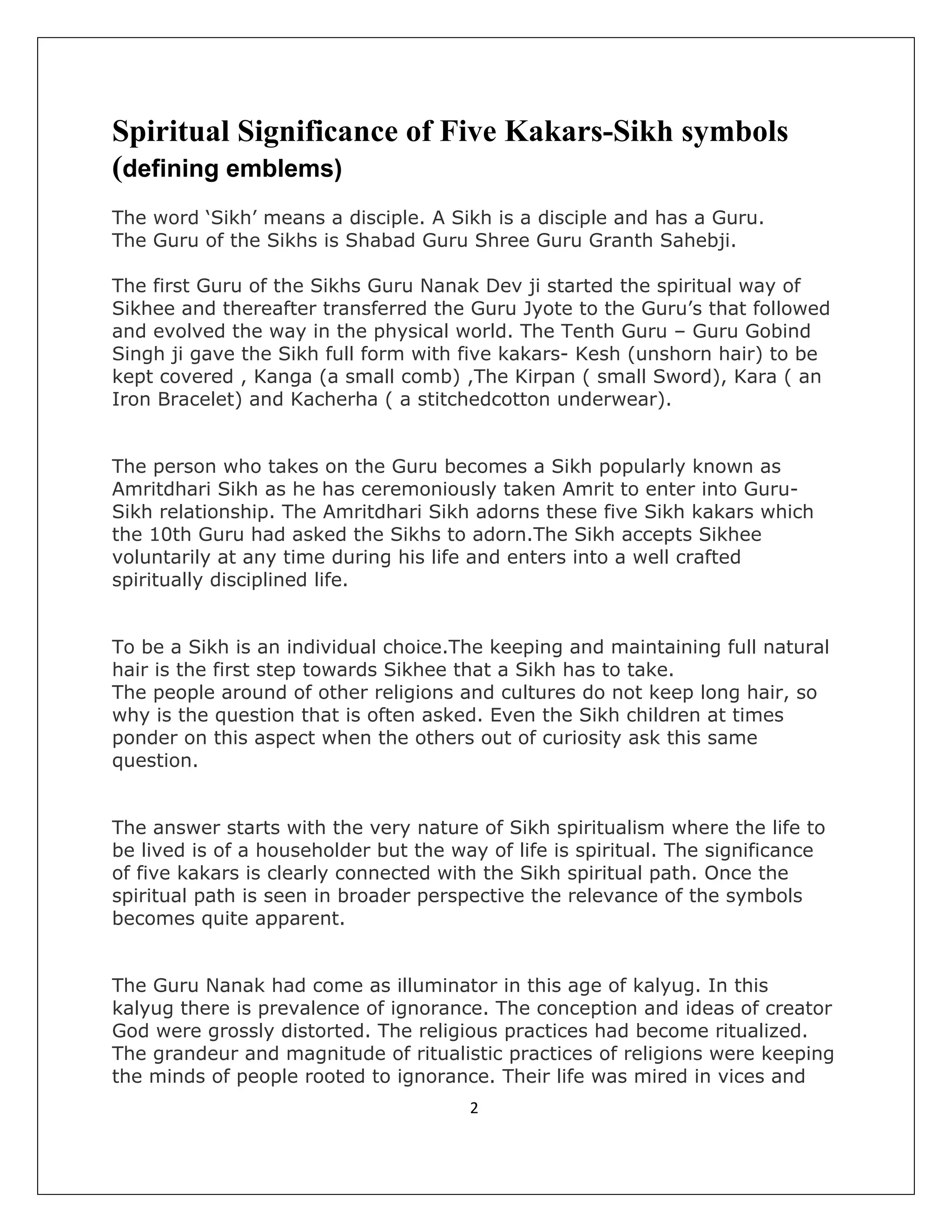 Spiritual significance of_ five_ kakars | PDF | Spirituality | Religion ...