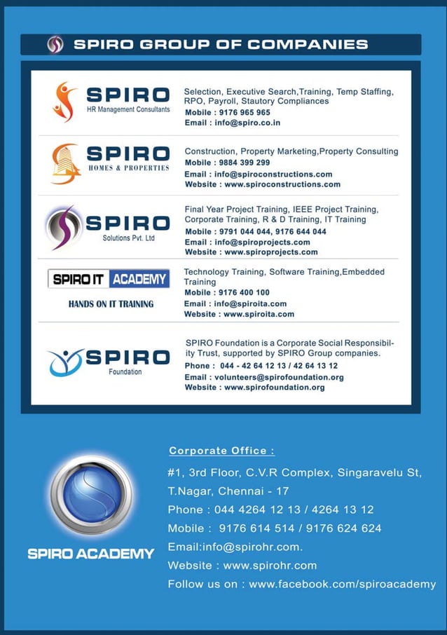 Spiro academy training broucher | PDF