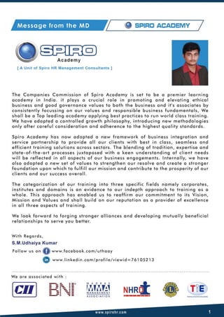 Spiro academy training broucher | PDF