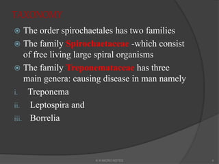 SPIROCHAETES TREPONEMA K R .pptx | Infectious Diseases | Diseases and ...