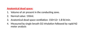 Spirometric parameters and dead space, alveolar ventilation.pptx