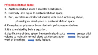 Spirometric parameters and dead space, alveolar ventilation.pptx