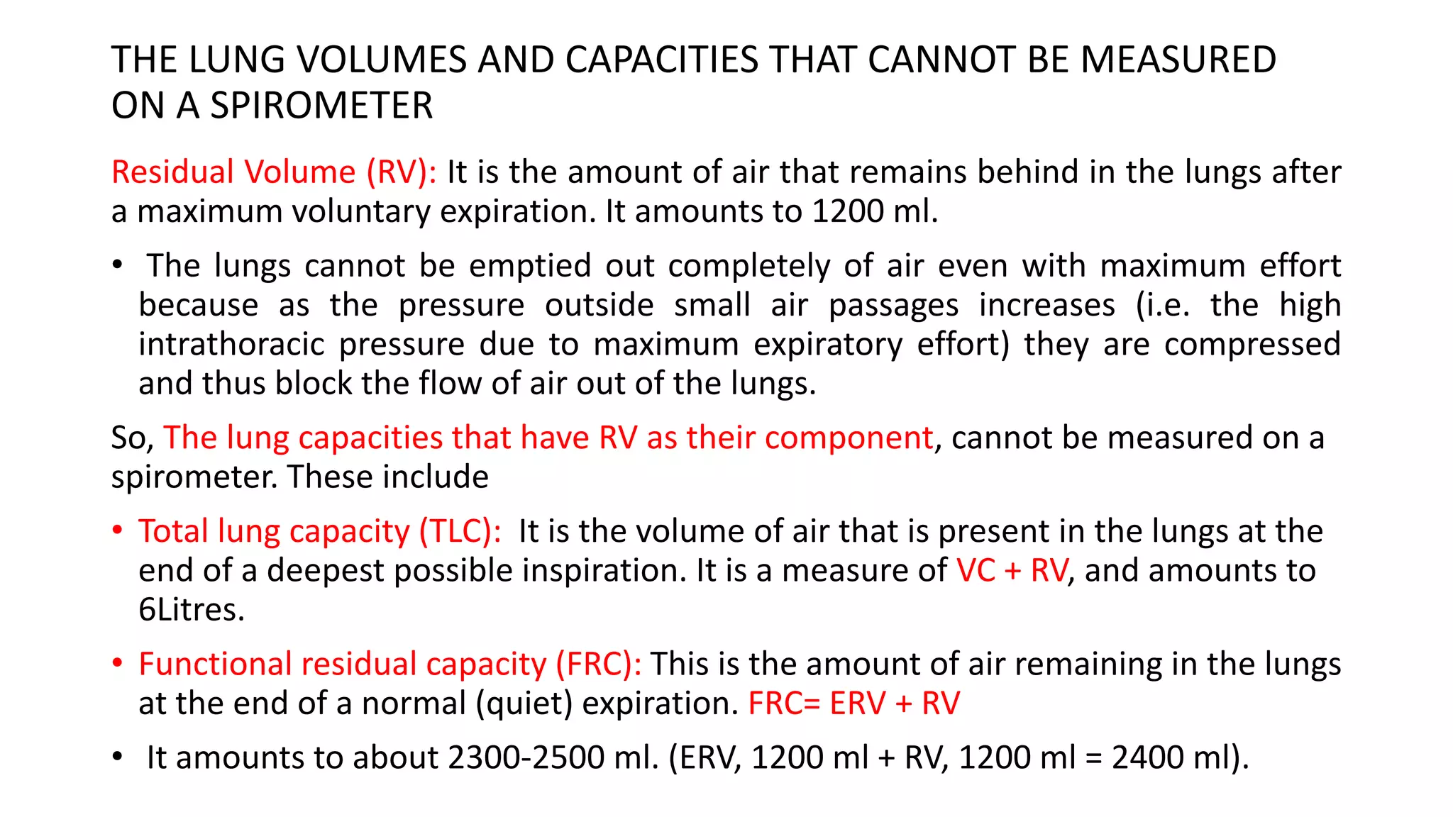 Spirometry: To record the static and dynamic lung volumes using ...