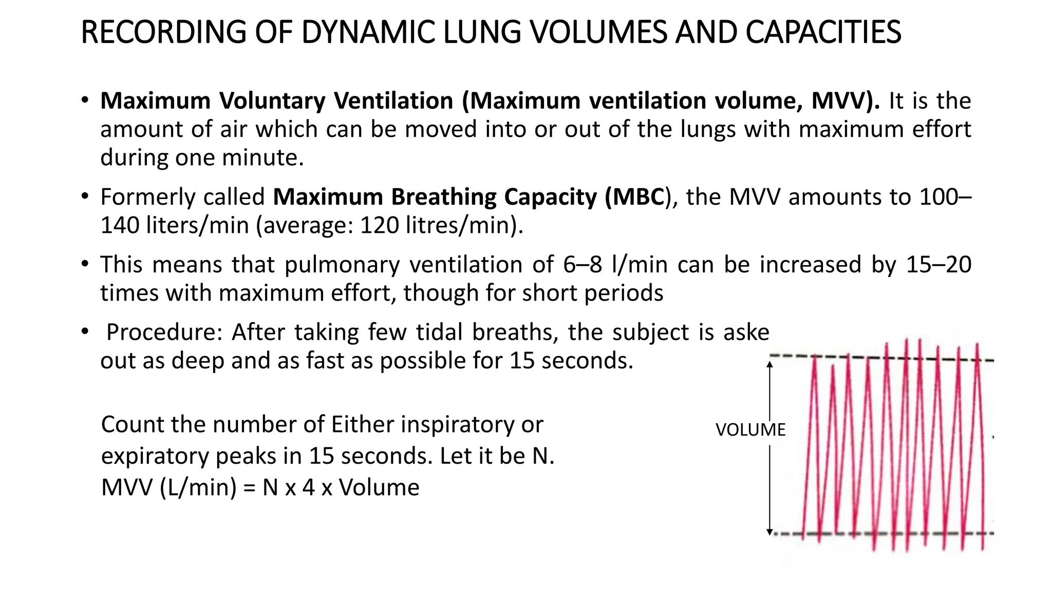 Spirometry: To record the static and dynamic lung volumes using ...