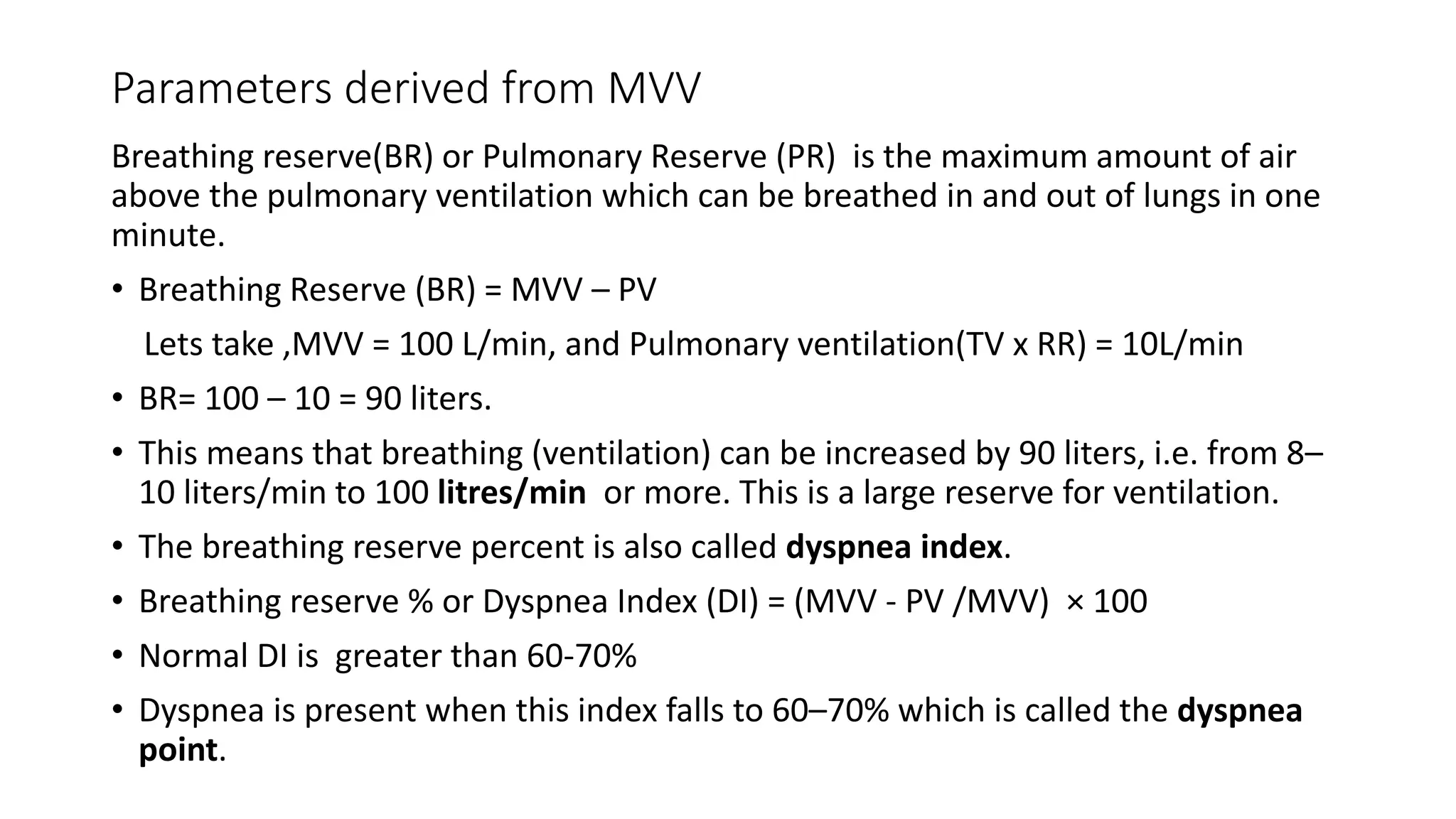 Spirometry: To record the static and dynamic lung volumes using ...