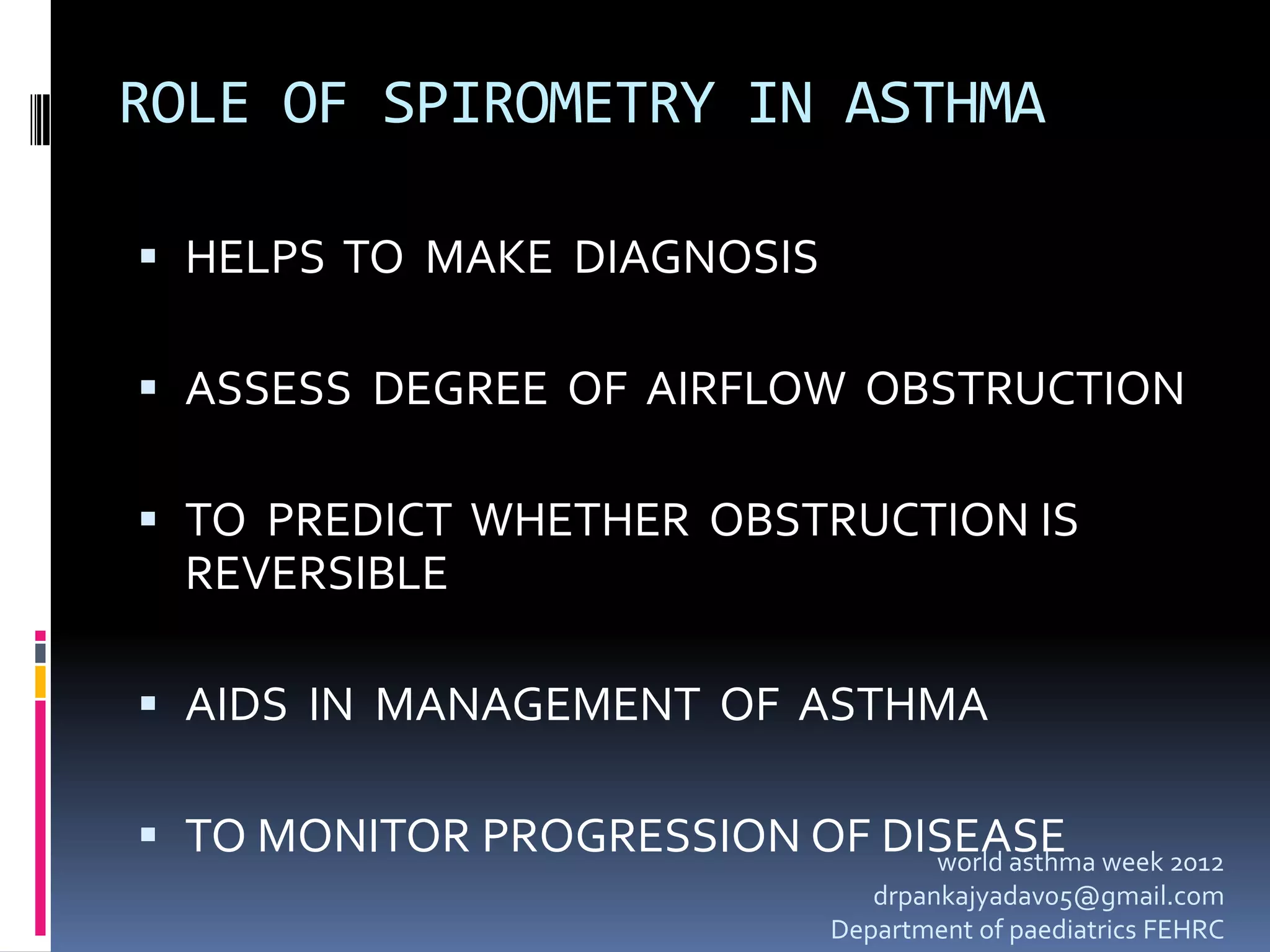 Spirometry and peak flow metry in bronchial asthma | PPTX