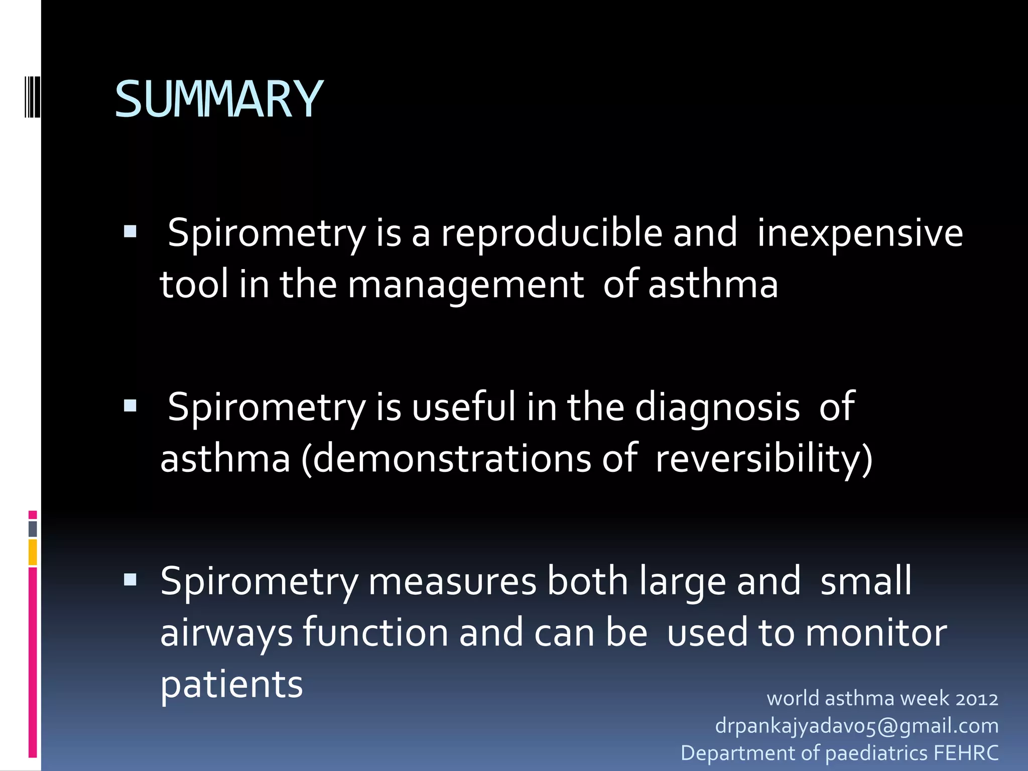 Spirometry and peak flow metry in bronchial asthma | PPTX