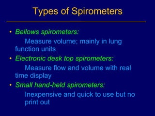 Spirometry by dr tasleem | PPT | Lung and Respiratory Health | Diseases ...
