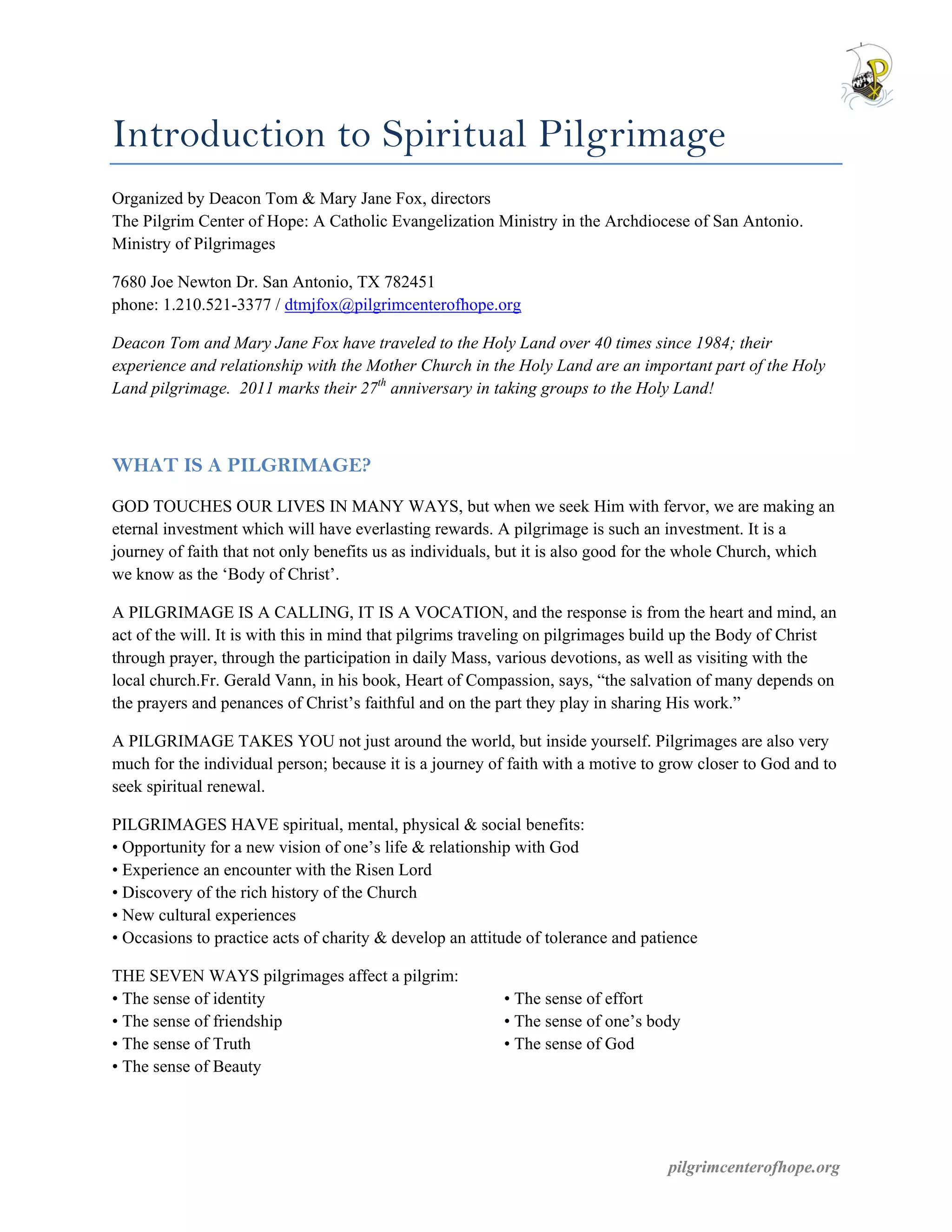 Intro, Spiritual Pilgrimage - Text | PDF