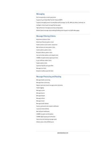 Bloombase Spitfire Messaging Security Server Specifications | PDF
