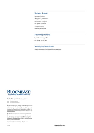 Bloombase Spitfire Messaging Security Server Specifications | PDF | Email | Internet