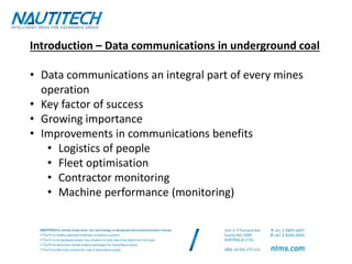 Underground Mining Communications using Broadband Power Line Modems | PPTX