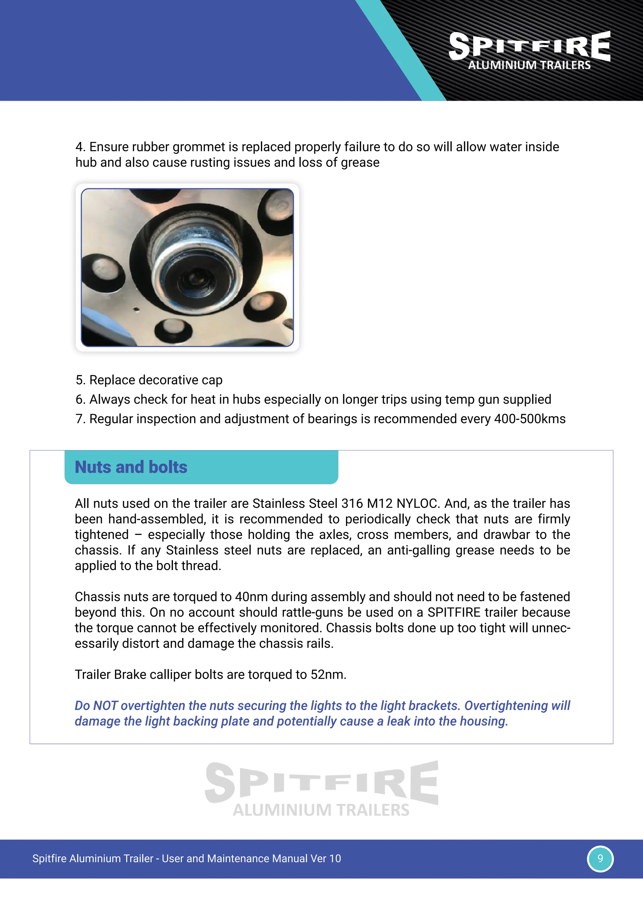 SPITFIRE ALUMINIUM BOAT TRAILER USER & MAINTENANCE MANUAL | PDF