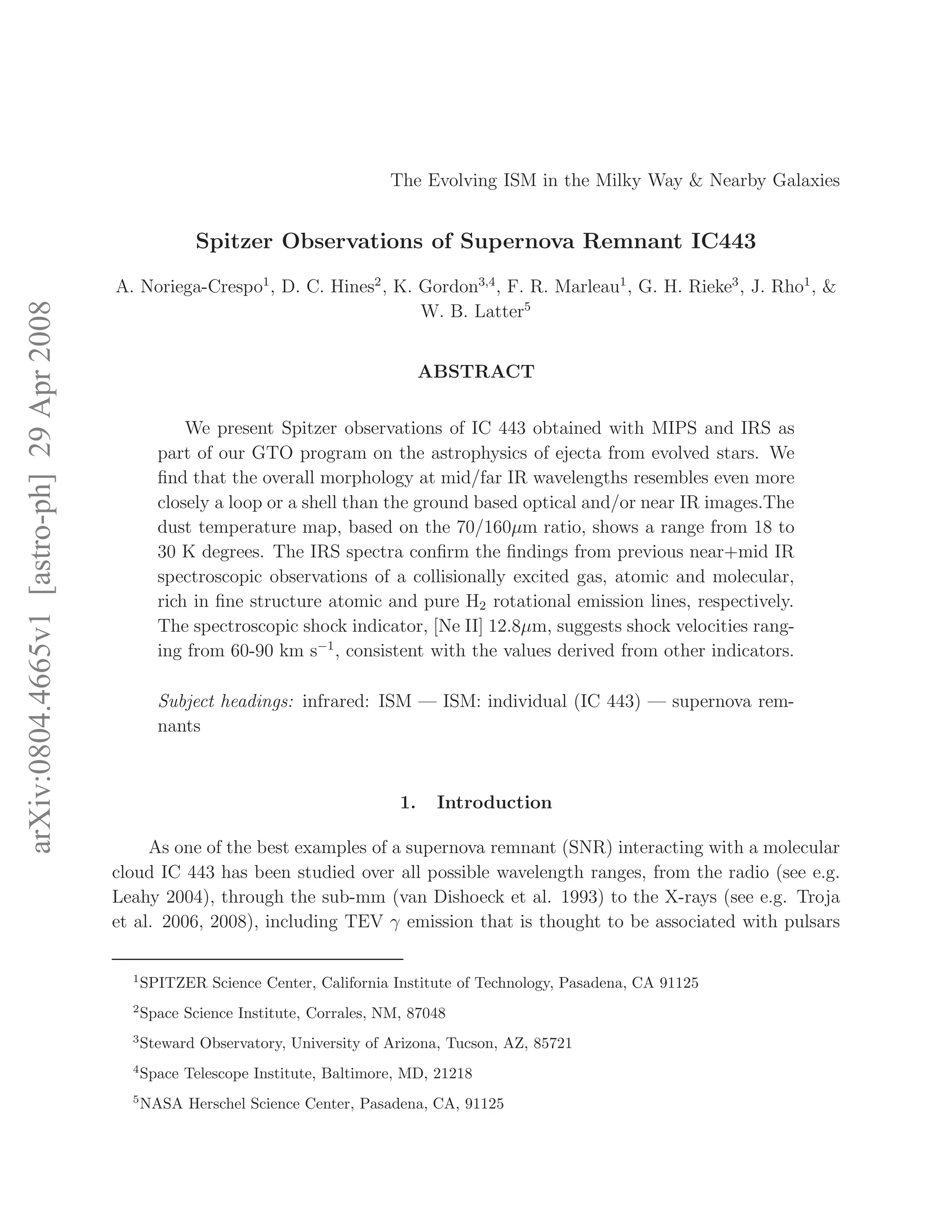 Spitzer observations of_supernova_remmant_ic443 | PDF