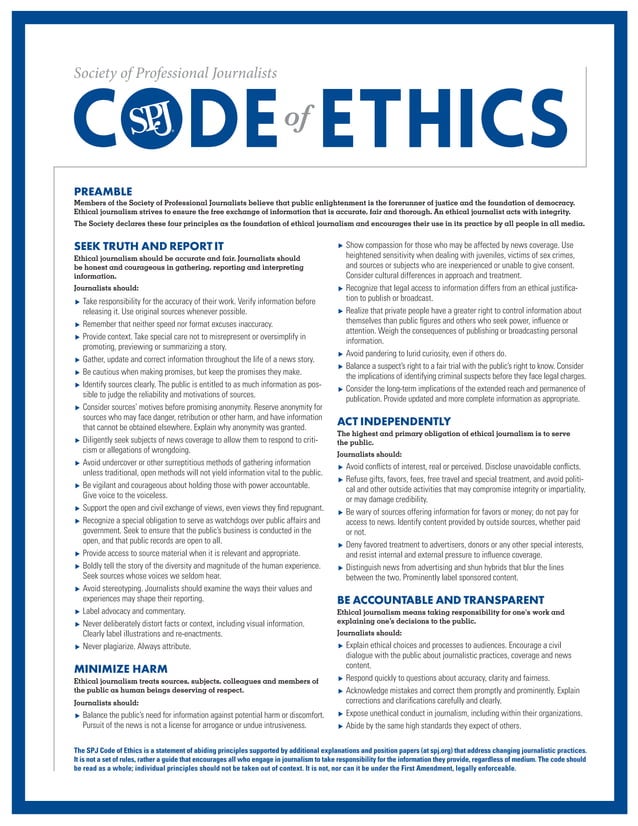 Spj code-of-ethics | PDF | Internet Safety | Parenting