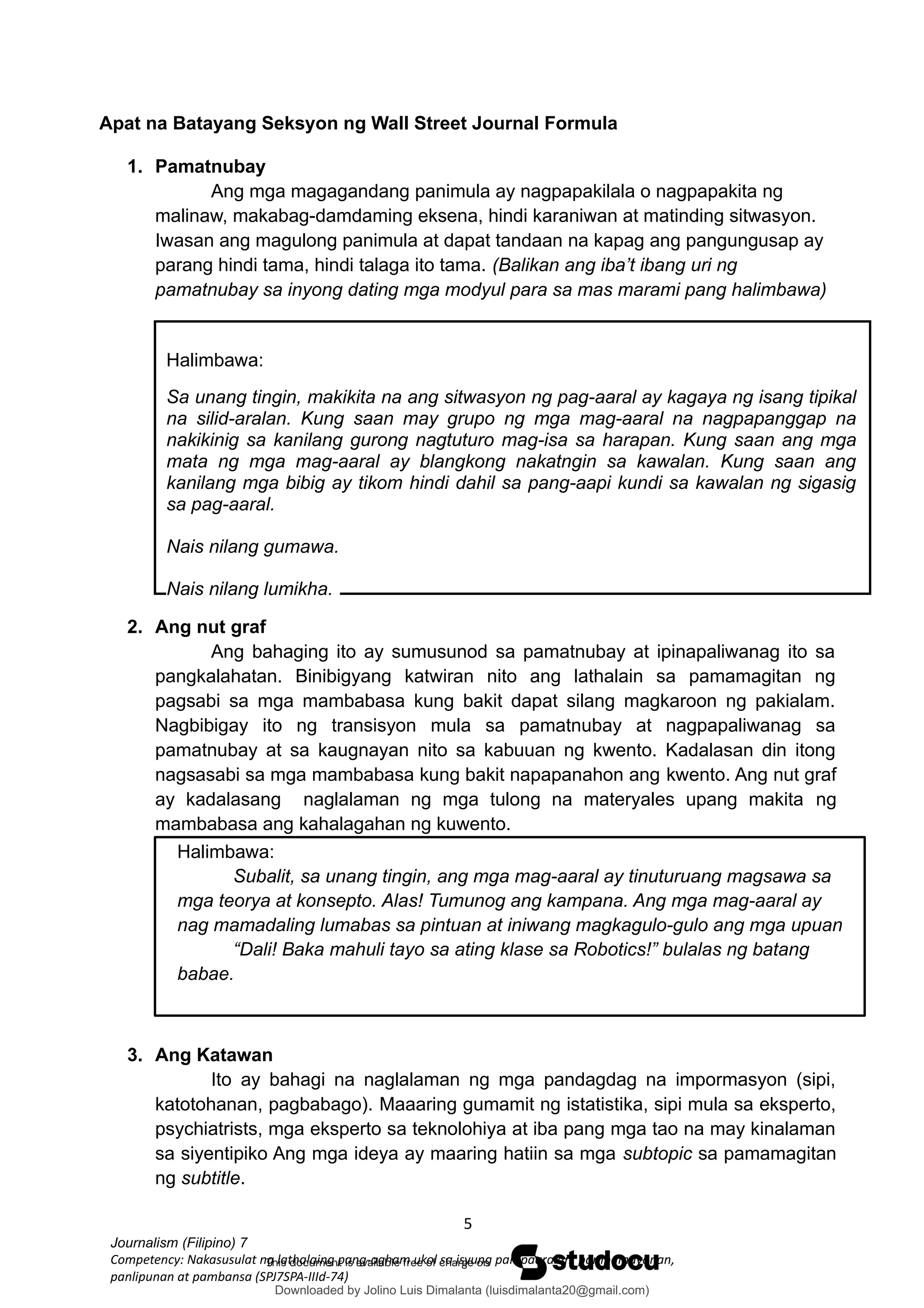 Pagsulat ng Agham sa Pamamahayag sa Filipino | PDF