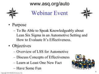 Asq Auto Div Lean Six Sigma Webinar | PDF