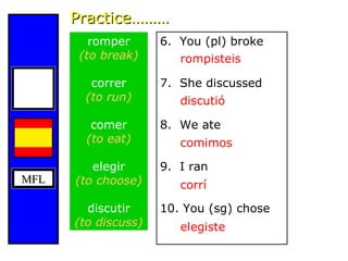 CONJUGAISON ESPAGNOLE | PPT | Free Download