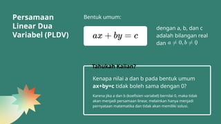 materi matematika sistem persamaan linear dua variabel | PPTX