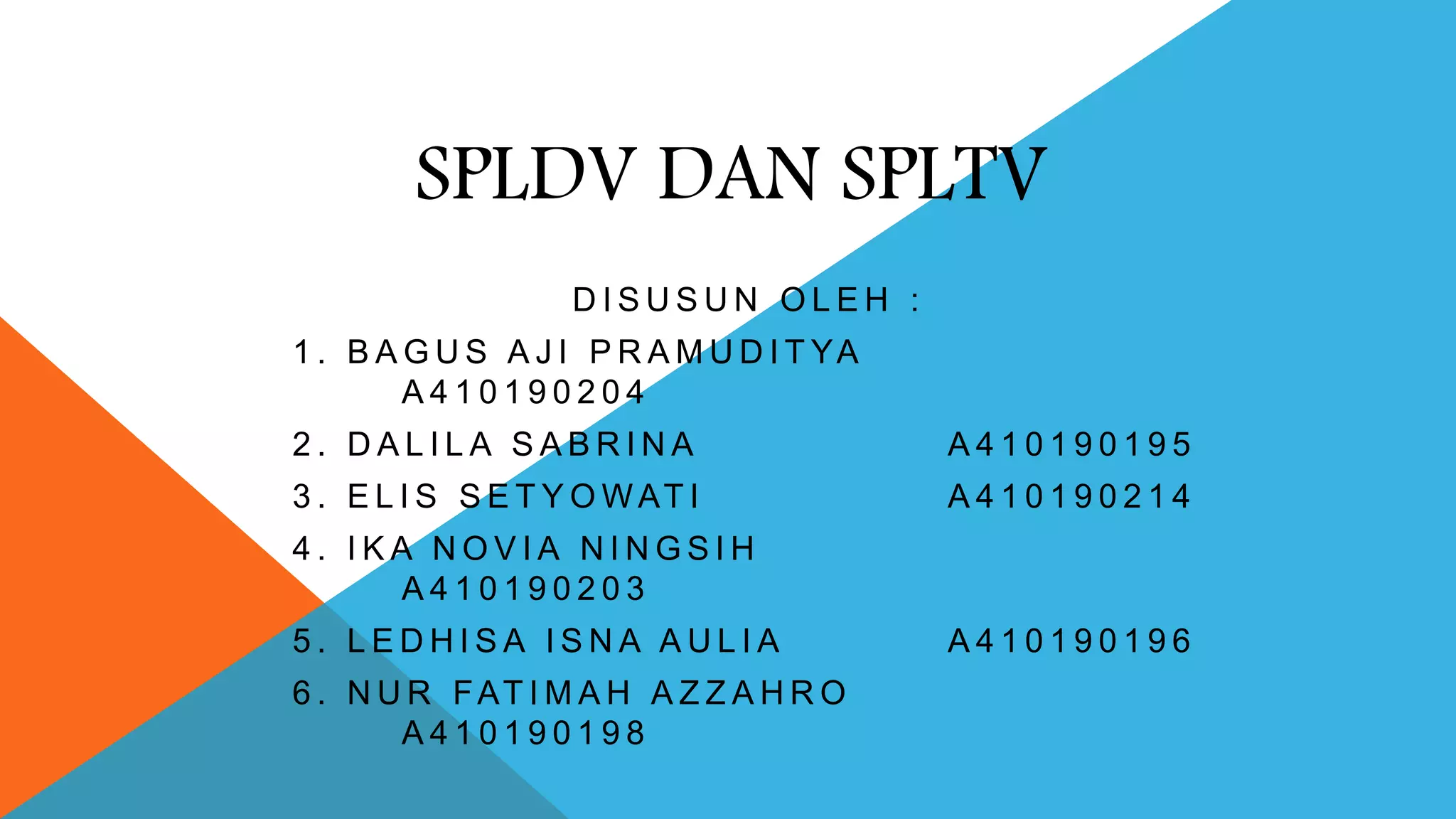 Sistem Persamaan Linier Dua Variabel dan Tiga Variabel | PPTX