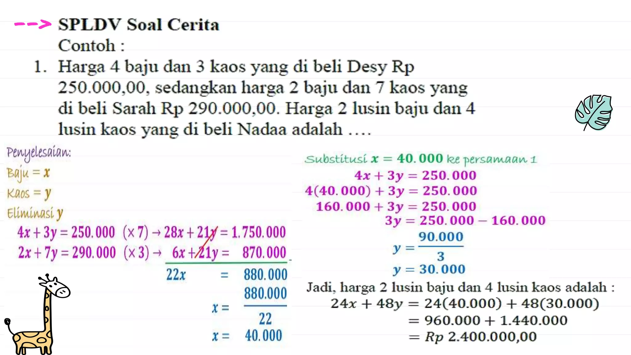SPLDV (Metode Campuran) p-5 | PPT