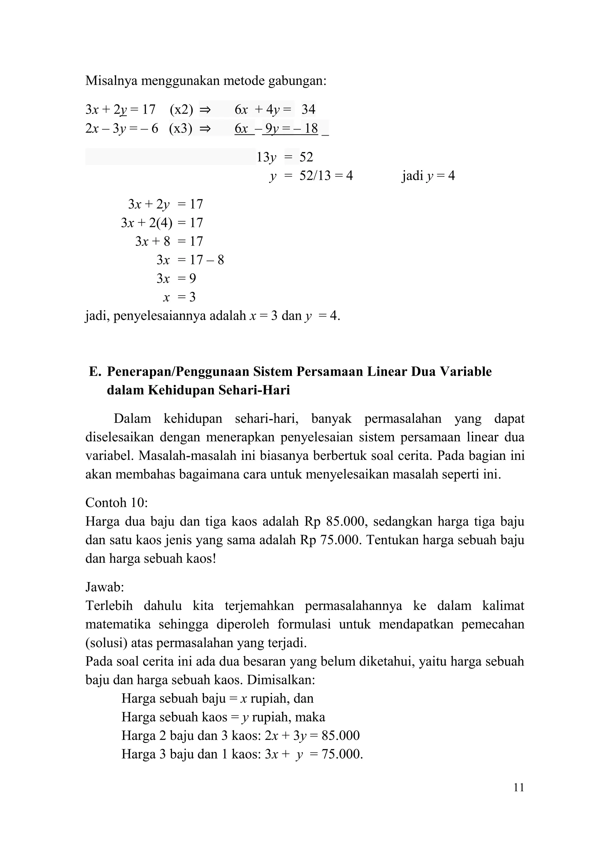 Sistem Persamaan Linear Dua Variabel | DOCX