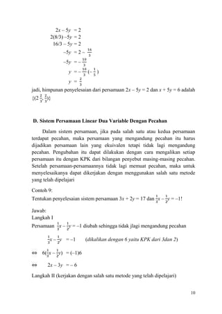 Sistem Persamaan Linear Dua Variabel | DOCX