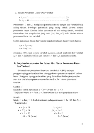 Sistem Persamaan Linear Dua Variabel | DOCX