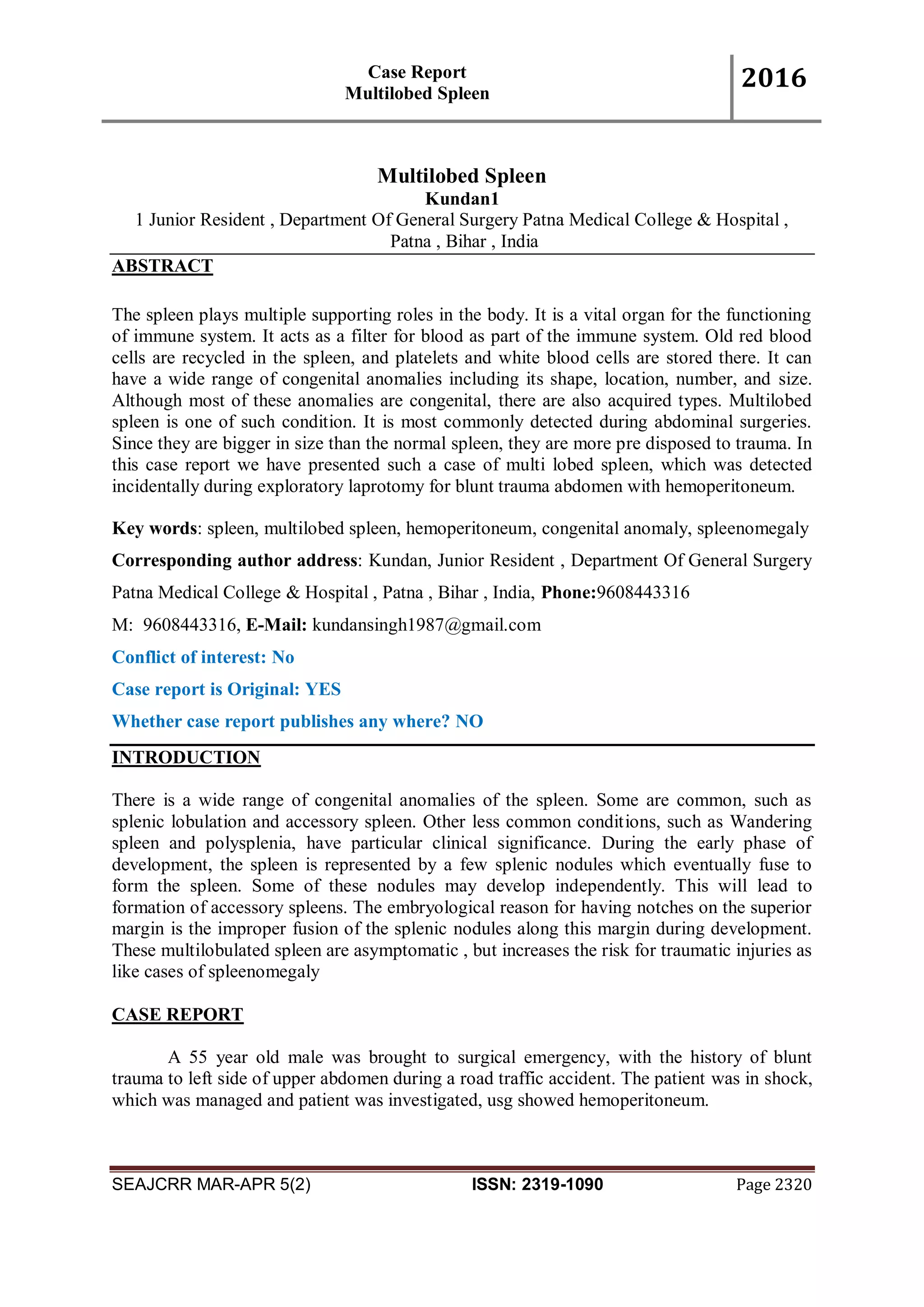 multilobed Spleen | PDF