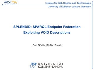 Splendid: SPARQL Endpoint Federation Exploiting VOID Descriptions | PDF | Databases | Computer ...