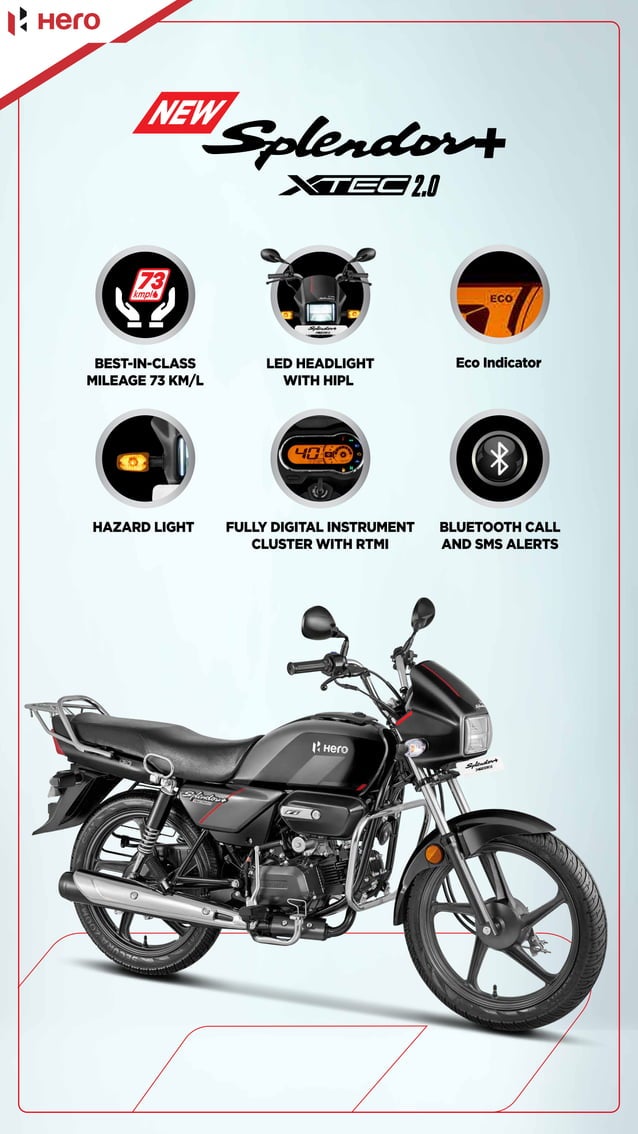 Splendor Plus Xtec 2.0 Brochure | Hero Motocorp | PDF