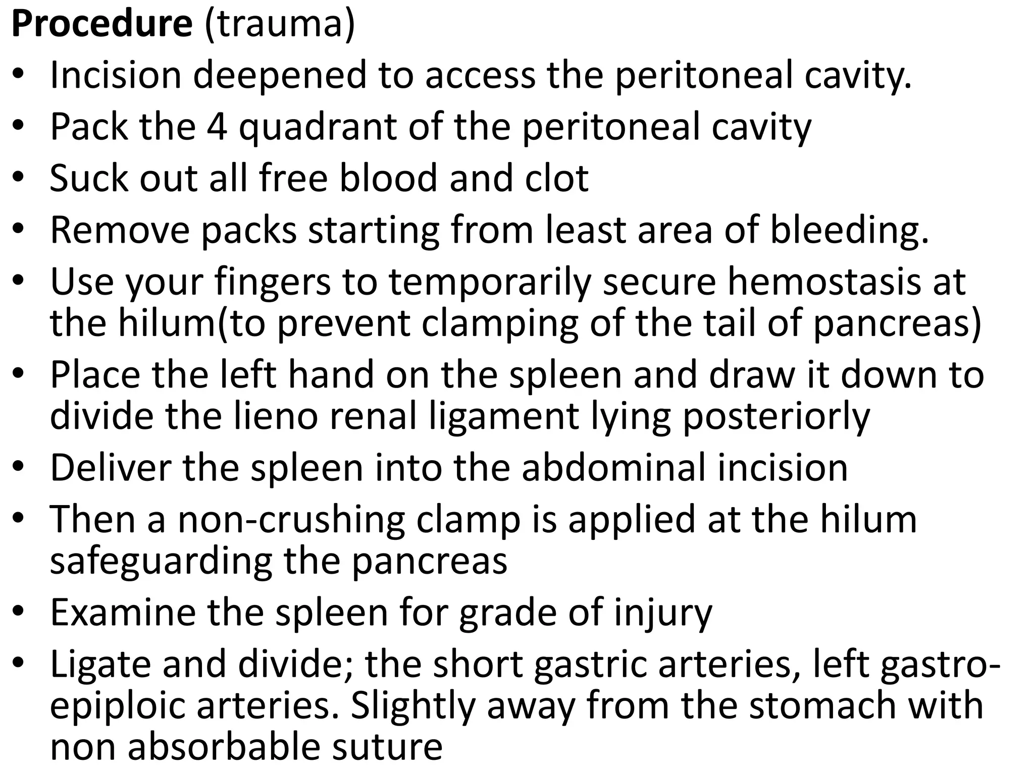 pre and post operative management of paediatric Splenectomy patients | PPTX