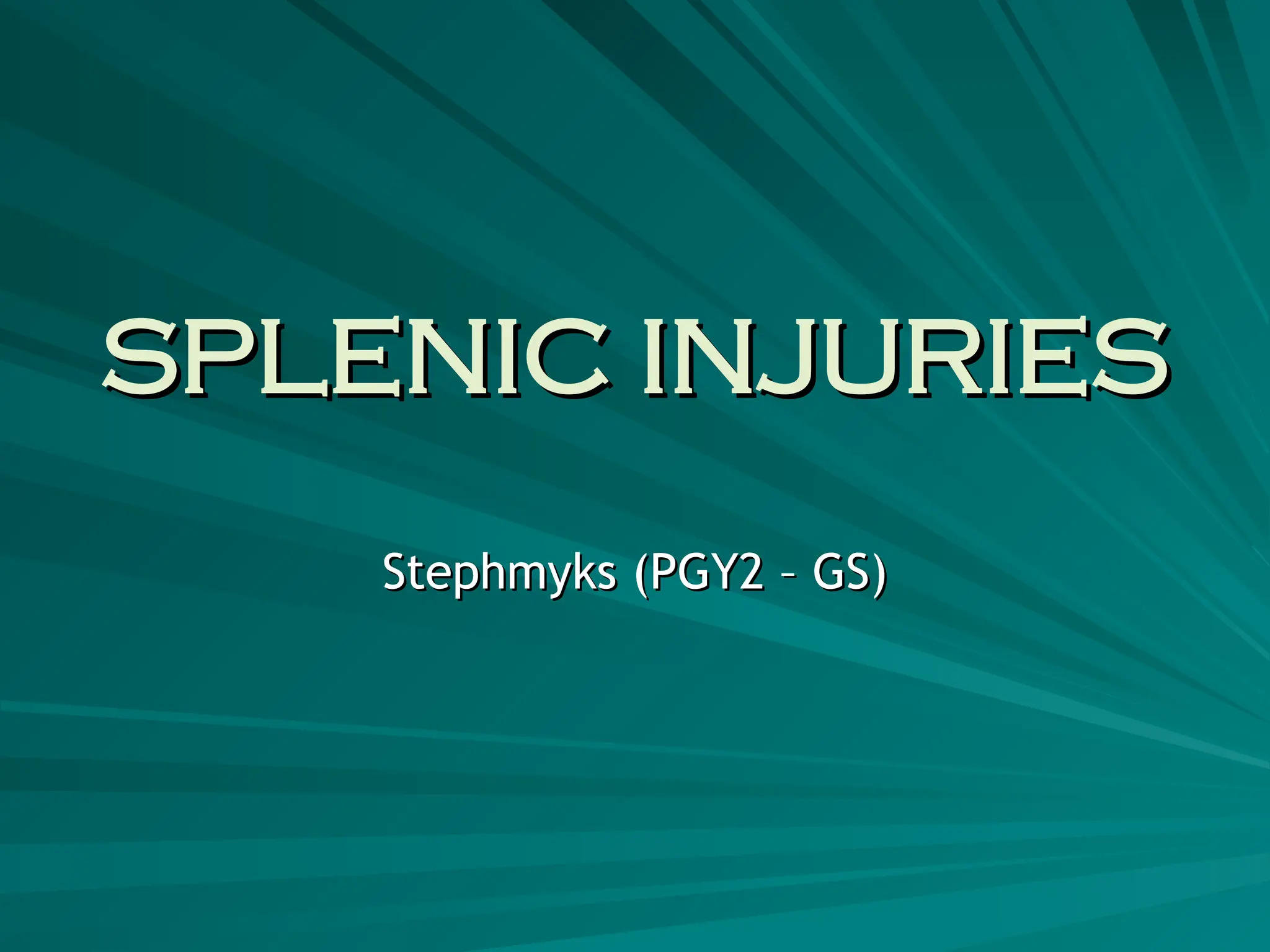 VISCERAL INJURIES: SPLEEN INJURIES, APPROACH AND OVERVIEW ON MANAGEMENT ...