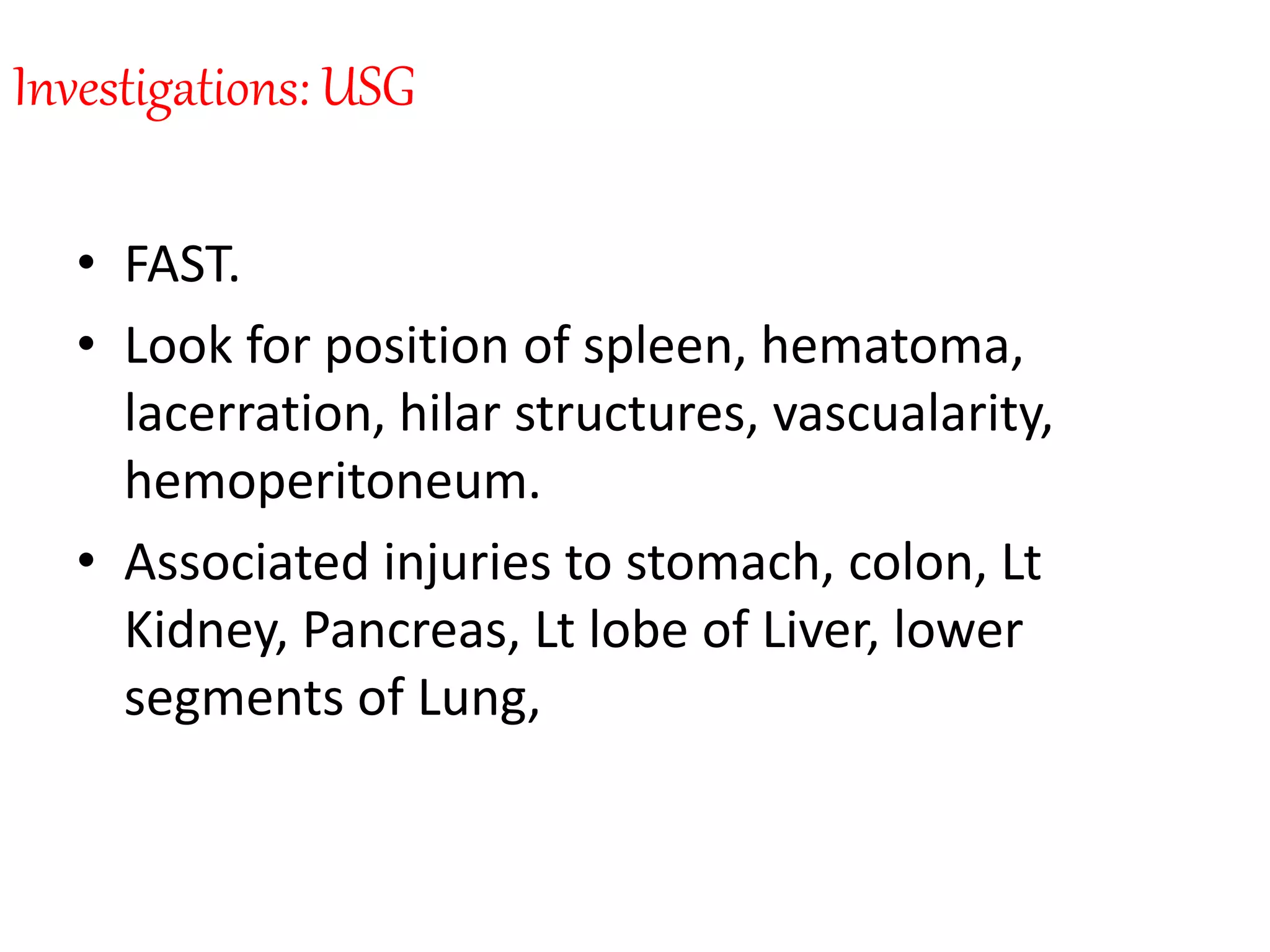 Splenic injuries ppt by manjusb | PPTX
