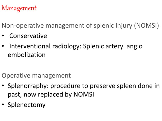 Splenic injuries ppt by manjusb | PPTX