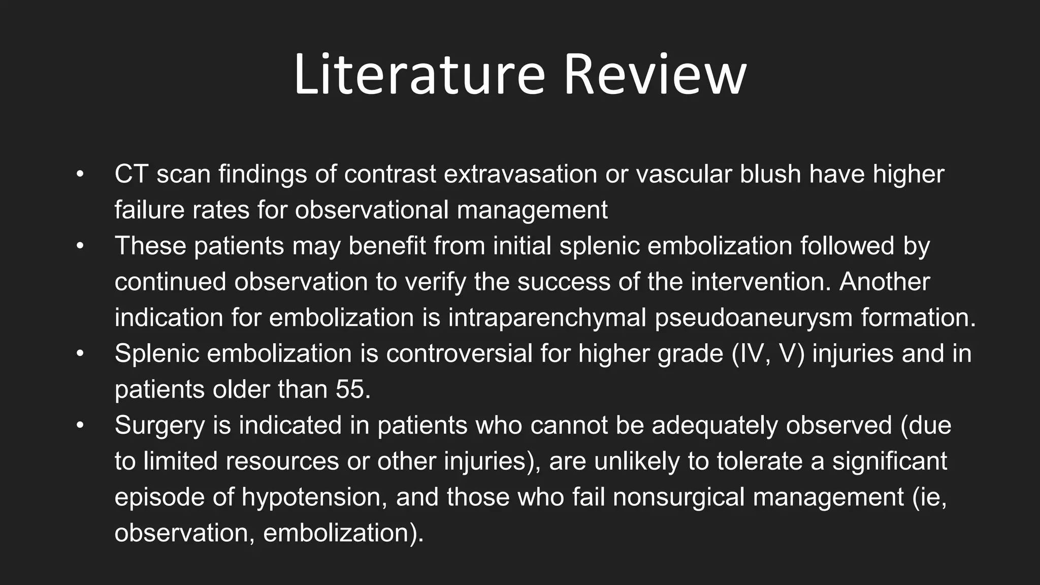 Traumatic Splenic injury - A brief literature review | PPTX
