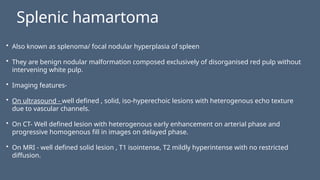 splenic lesions and findings of ct and usg | PPTX