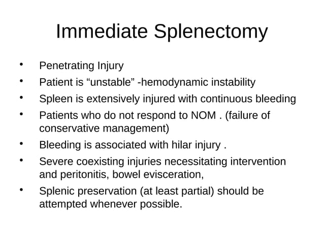 Splenic trauma - Causes, Complications, Management | PDF | First Aid ...