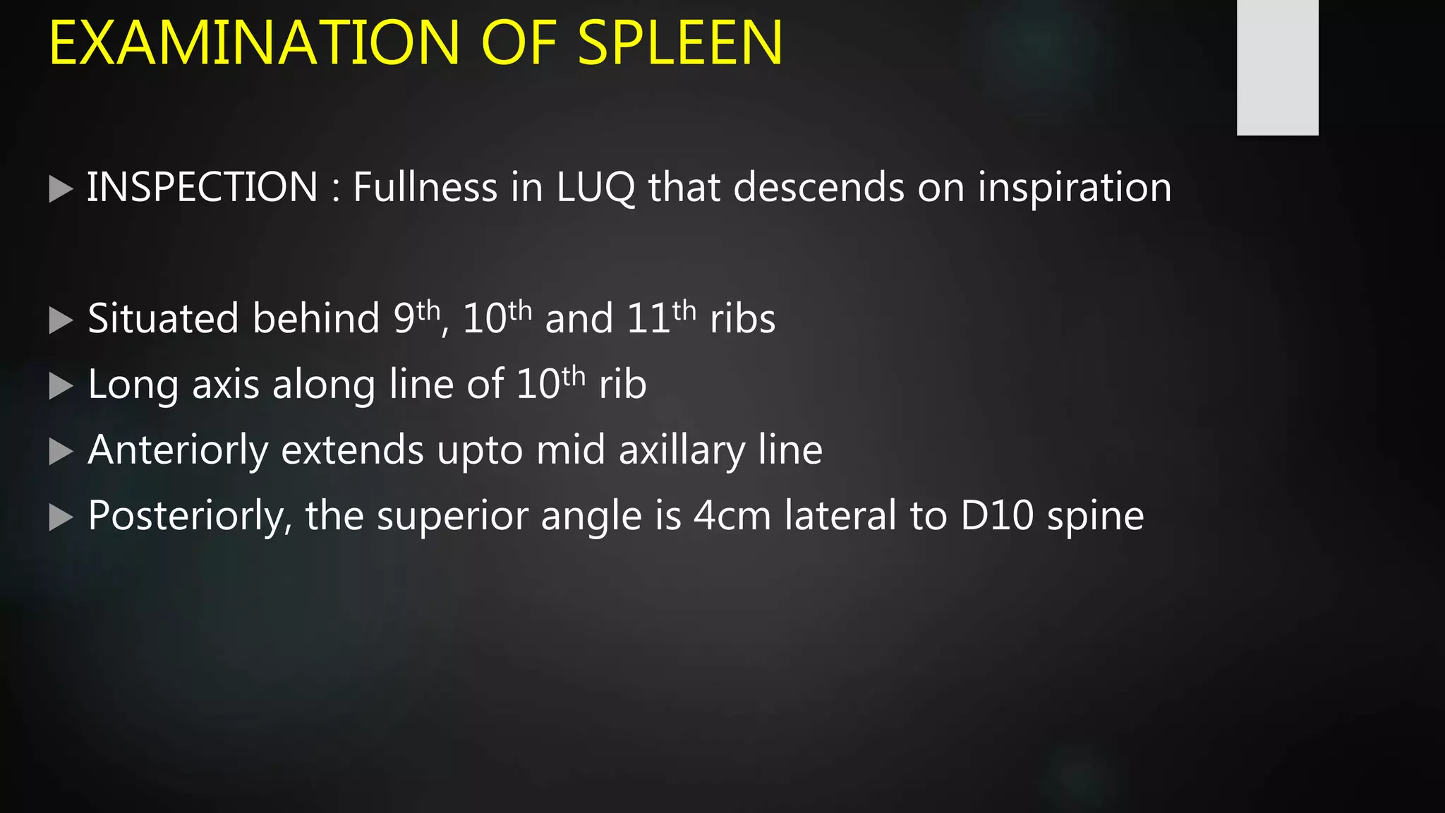 Splenomegaly : causes , clinical approach and examination | PPTX