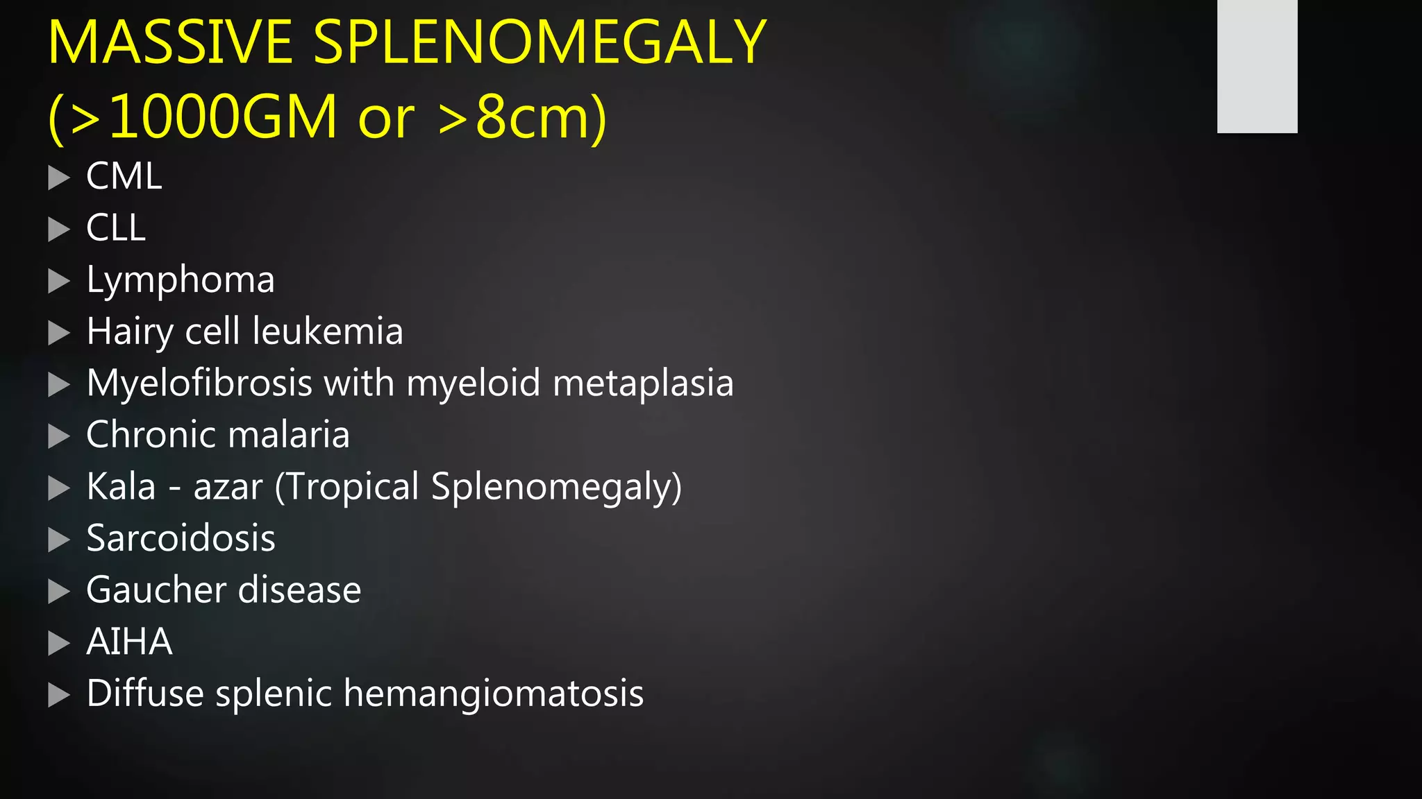 Splenomegaly : causes , clinical approach and examination | PPTX