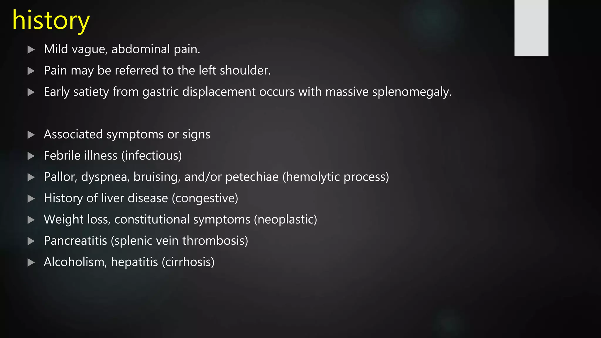 Splenomegaly : causes , clinical approach and examination | PPTX