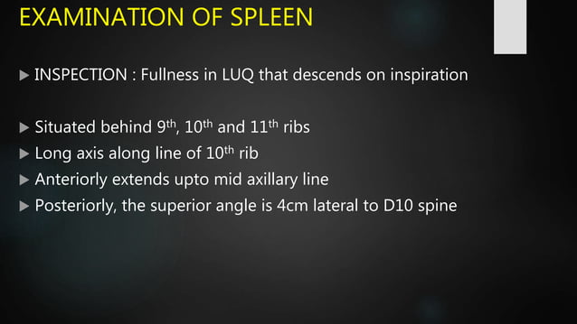 Splenomegaly : causes , clinical approach and examination | PPTX