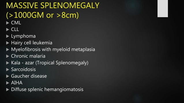 Splenomegaly : causes , clinical approach and examination | PPTX