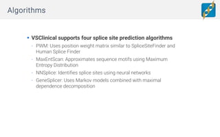 Splice Site Algorithms for Clinical Genomics | PPTX