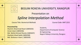 Spline interpolation numerical methods presentation | PPTX