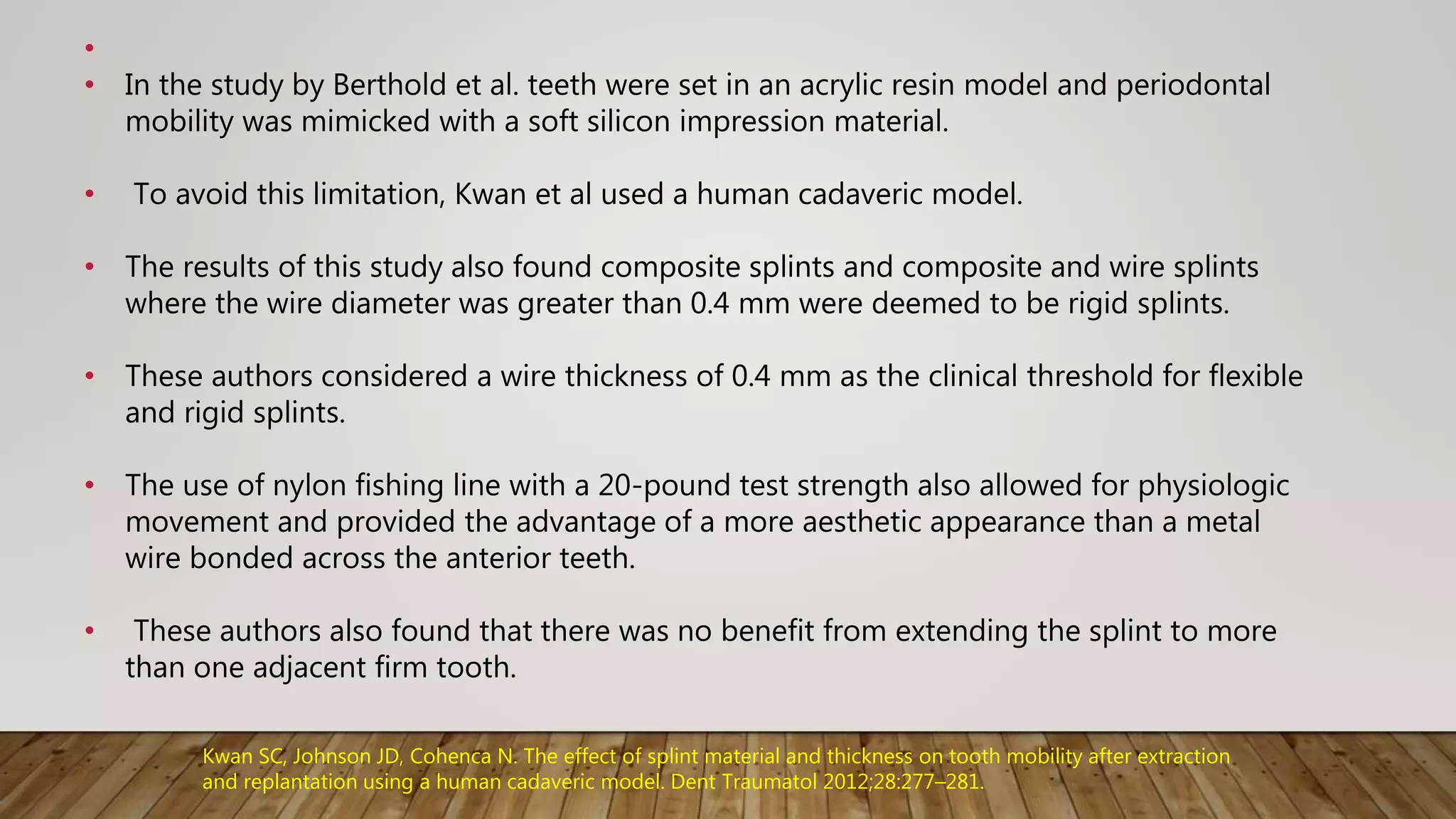 Splinting of traumatized teeth | PPTX
