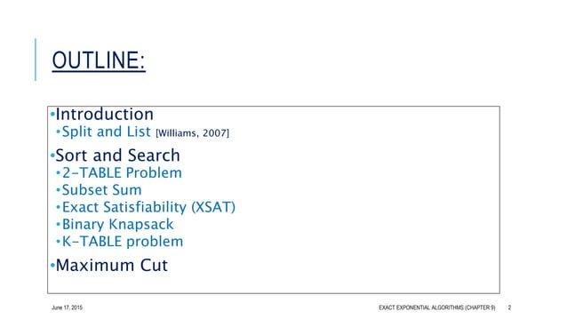 Split and list technique for solving hard problems | PPT