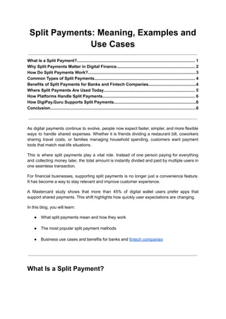 Split Payments - Meaning, Examples and Use Cases | PDF